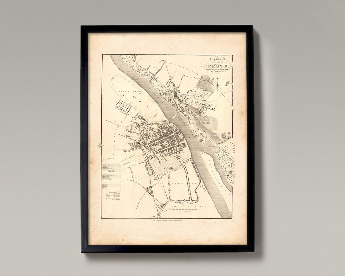 Old Map of Perth | Old Map Print | Perth Old Map, Perth Vintage Map ...