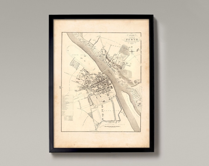 1851 Perth, Antique Map of Perth, Old Historical Map of Perth, Perth ...