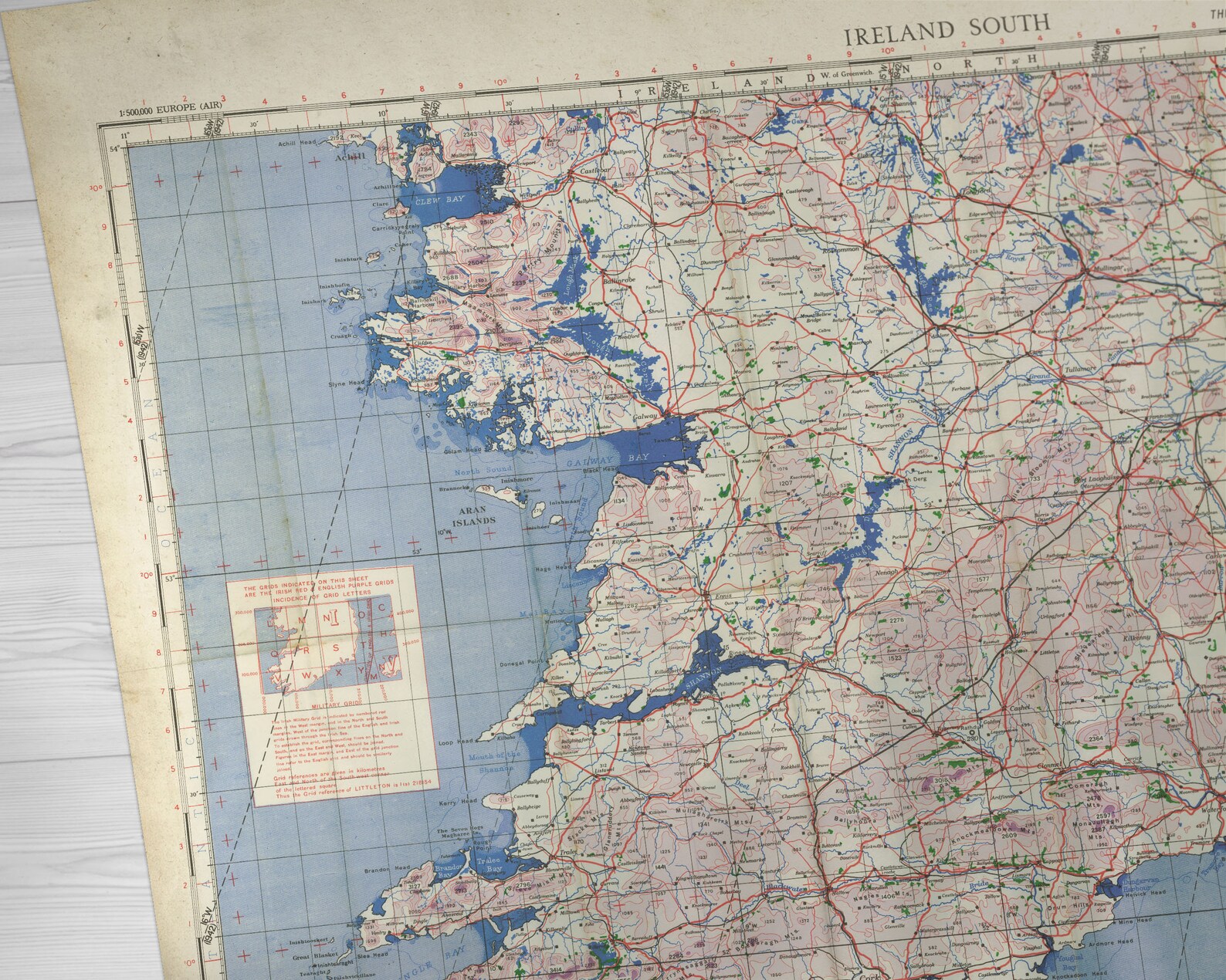 Old Map of Ireland Wwii-era Map of UK British War Office - Etsy UK