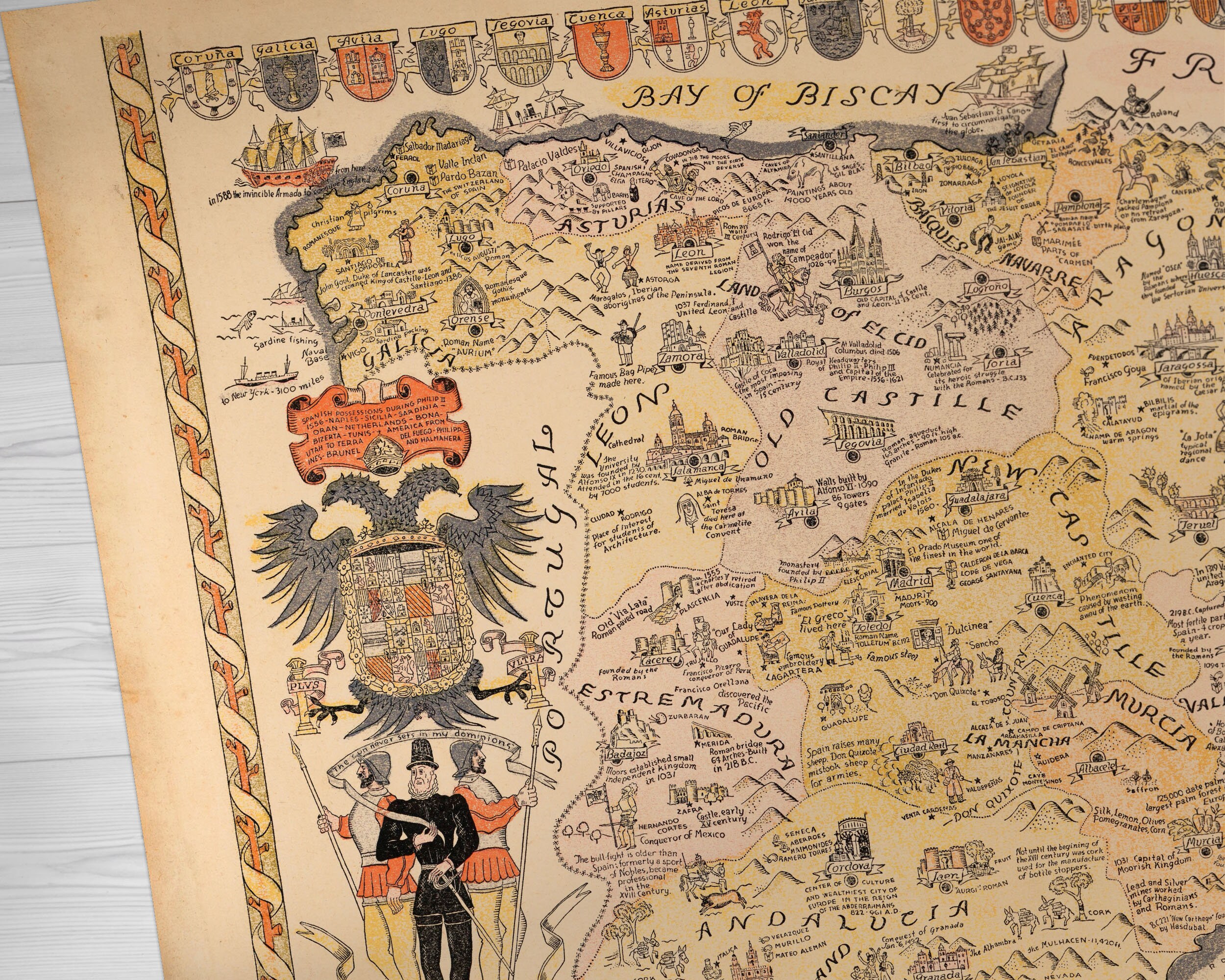 Spanish History Map | Giclée Reproduction Print, Antique Wall Art ...