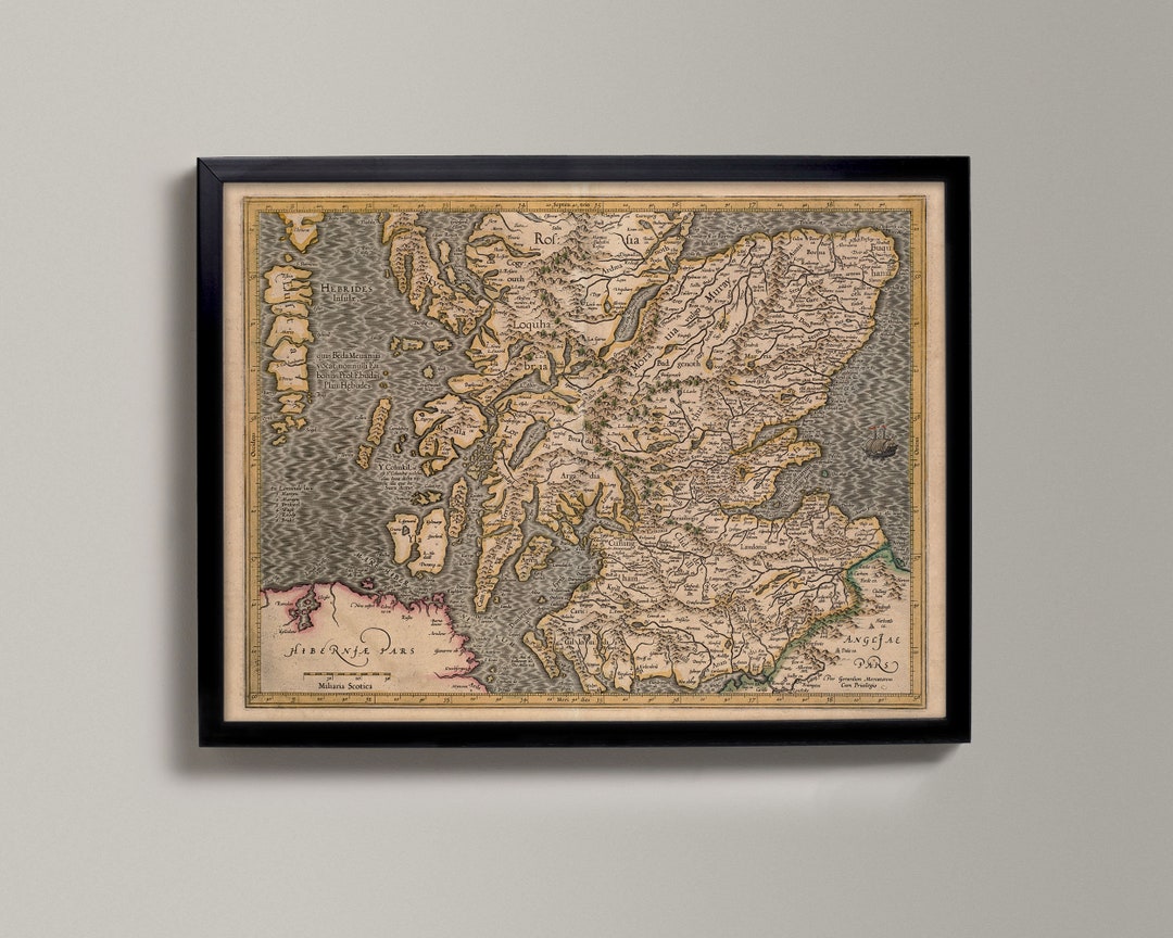 Medieval Old Map of Scotland - Giclée Reproduction of Vintage Map | Old ...