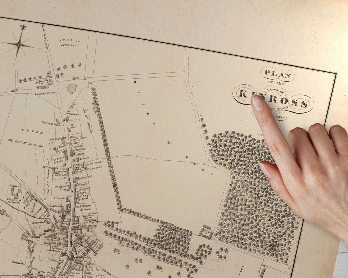 Old Map of Kinross Old Map Print Kinross Old Map, Kinross Vintage Map ...