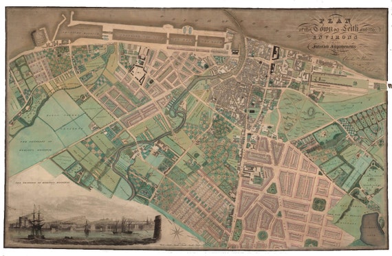 Old Map of Leith Fine Art Print vintage town survey in | Etsy