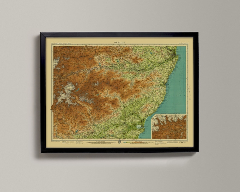 Old Map of Deeside Aberdeen, Stonehaven, Braemar, Ballater, Tomintoul ...