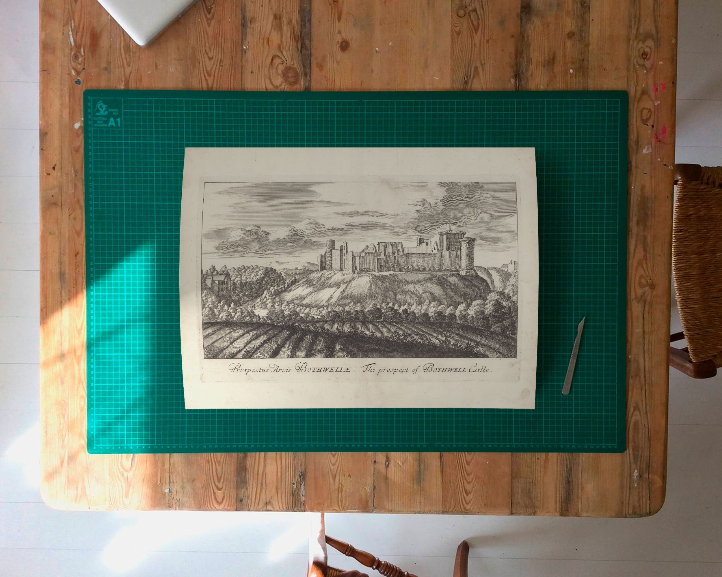 The Prospect of Bothwell Castle Historical Scottish Town Drawing ...