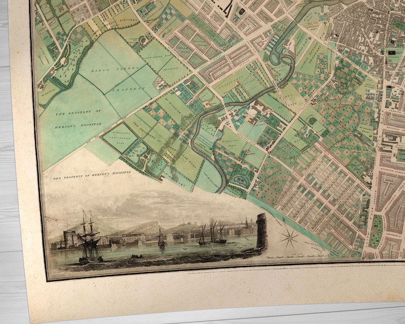 Old Map of Leith Fine Art Print vintage town survey in | Etsy