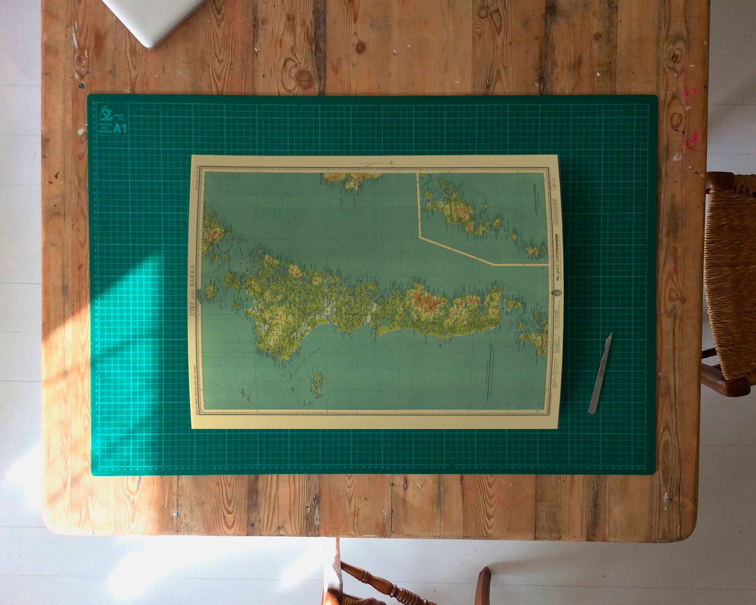 Vintage Map Uists & Barra | Berneray, Mingulay, Sandray, Boisdale, Loch ...