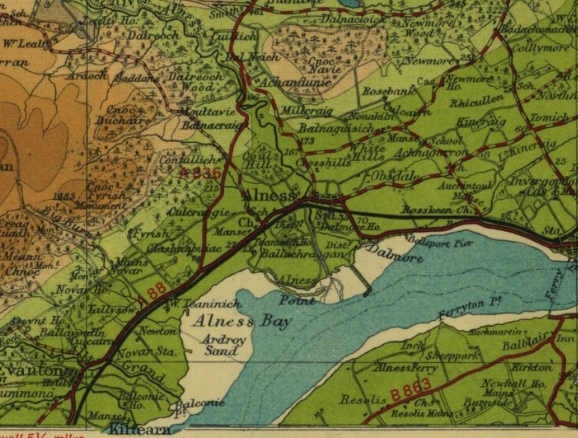 Vintage Map Sutherland | Old Map of Dornoch, Tain, Bonar Bridge, Lairg ...