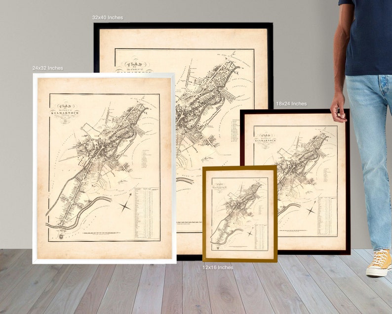 Kilmarnock Old Map | Giclée Fine Art Print | Antique Town Plan, Vintage ...