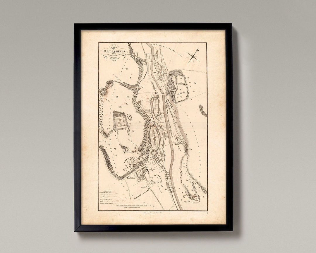 Galashiels Antique Map | Giclee Fine Art Print | Vintage Town Plan ...