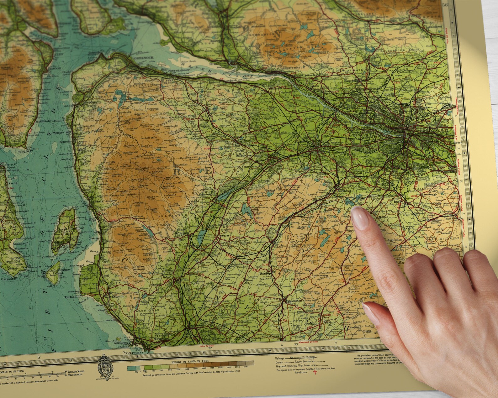 Firth of Clyde Old Map of Glasgow Fintry Dunlop Dunoon - Etsy UK