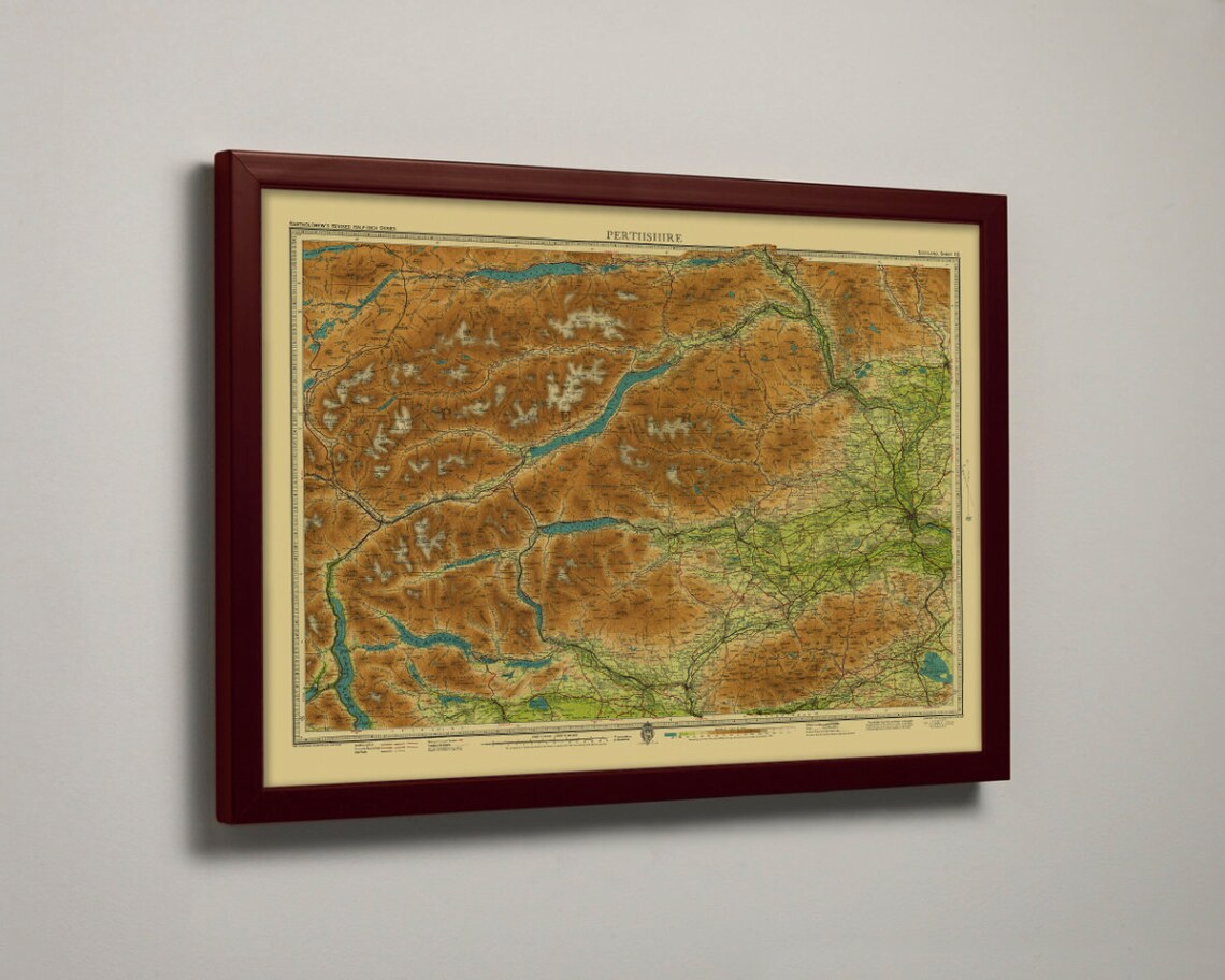 Old Map of Perthshire Perth Aberfeldy Crieff Killin - Etsy Ireland