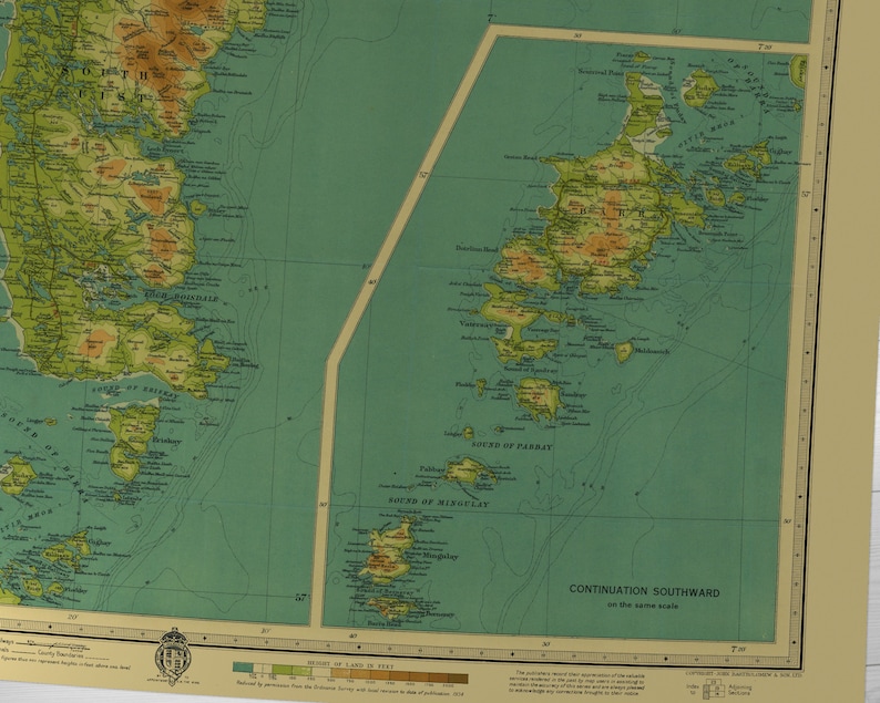Vintage Map Uists & Barra | Berneray, Mingulay, Sandray, Boisdale, Loch ...