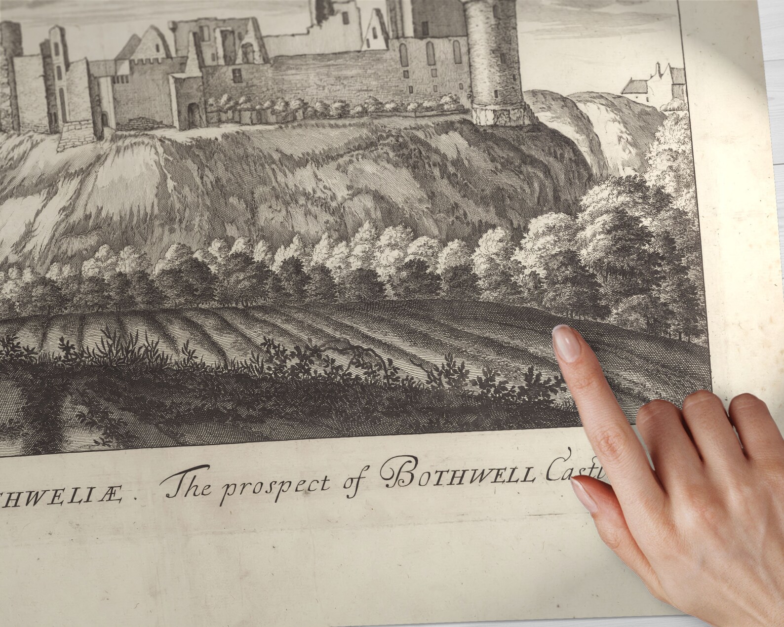 The Prospect of Bothwell Castle Historical Scottish Town Drawing ...