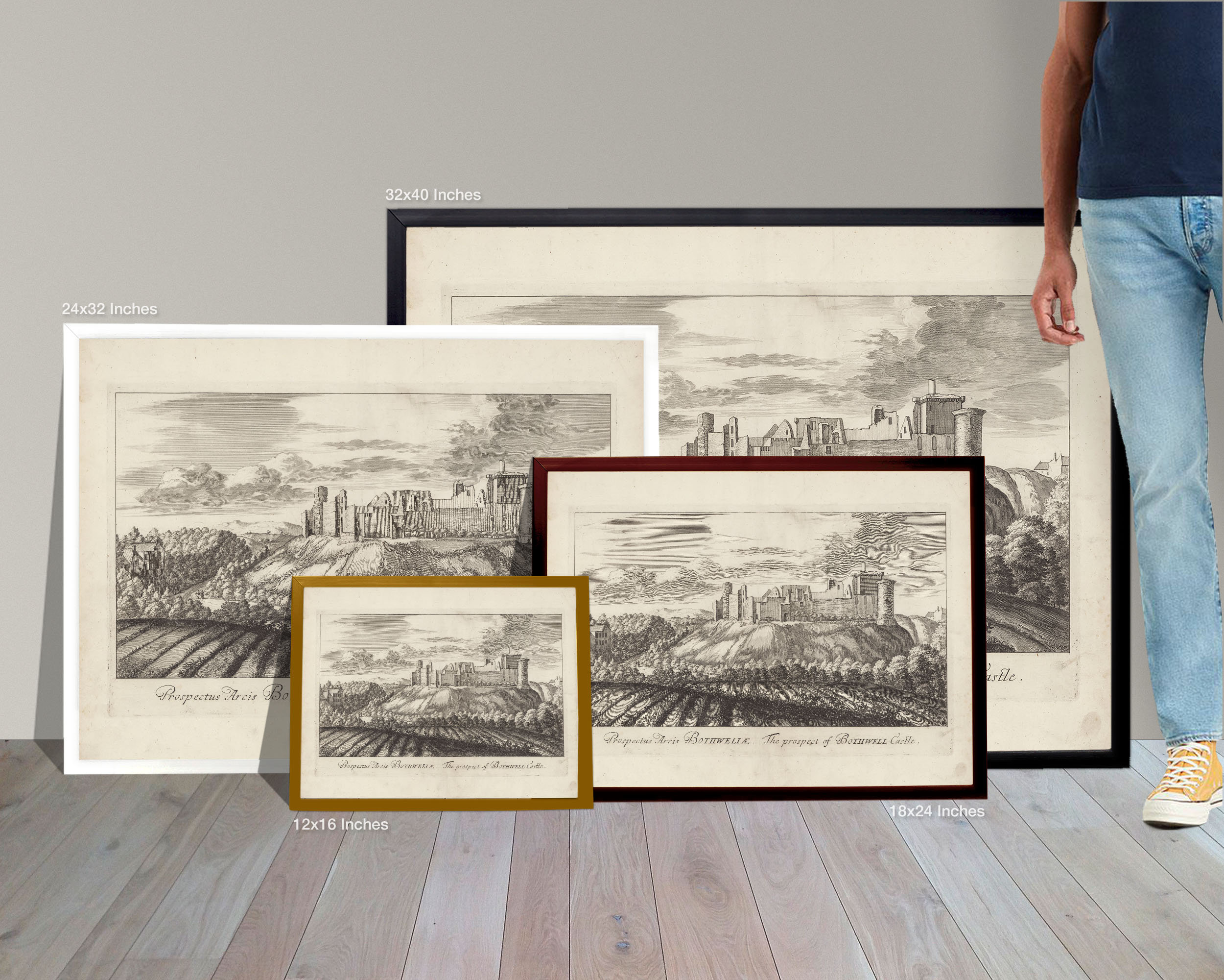 The Prospect of Bothwell Castle Historical Scottish Town Drawing ...