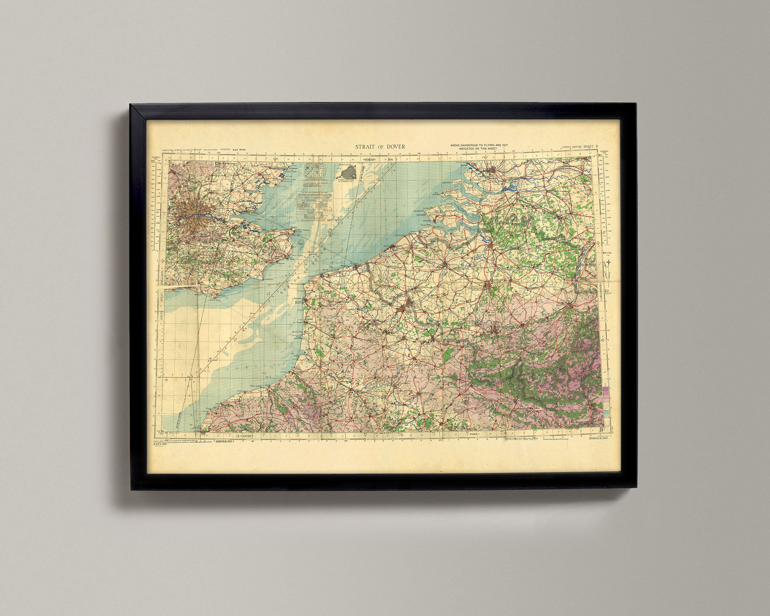 Old Map of English Channel Wwii-era - British War Office GSGS 4369 ...