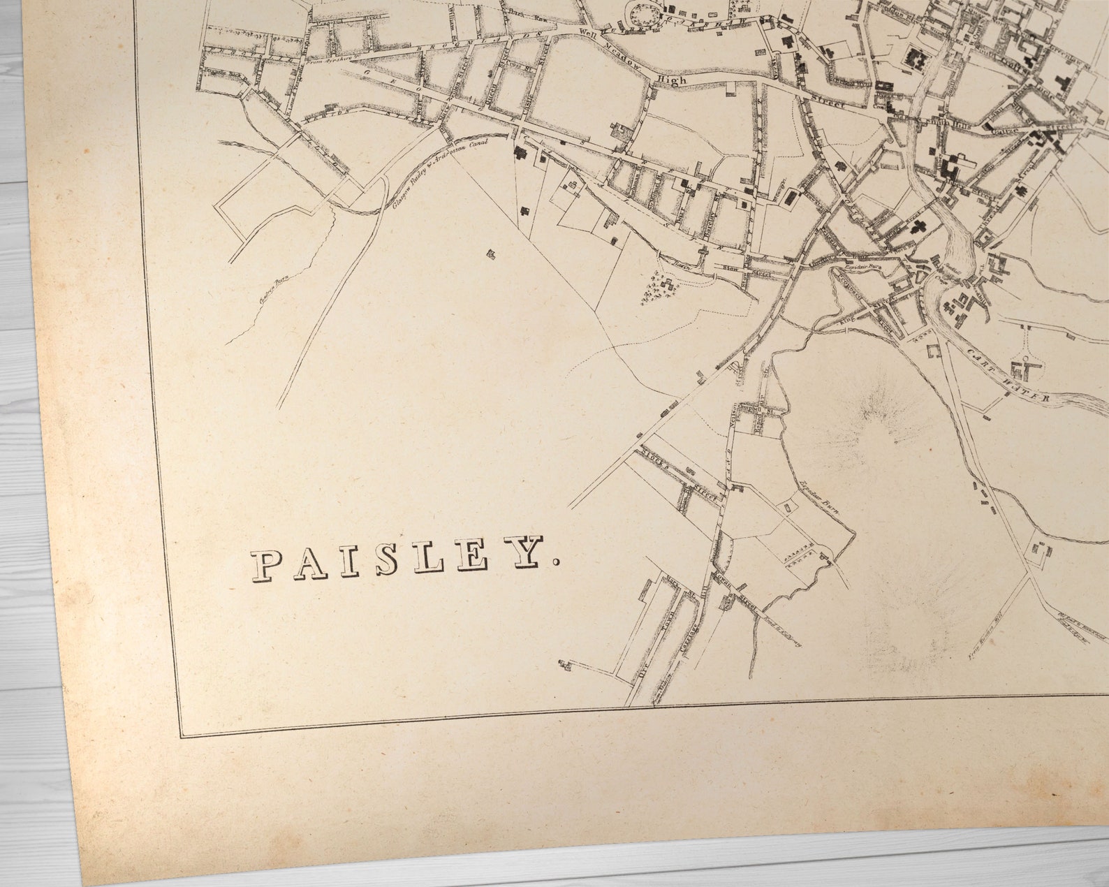 Old Map of Paisley | Fine Art Print | Vintage Town Survey in ...