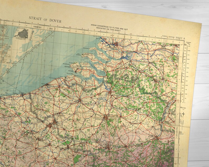 Old Map of English Channel Wwii-era British War Office GSGS - Etsy Israel