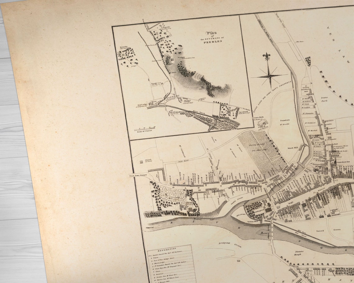 Old Map of Peebles | Old Map Print | Peebles Old Map, Peebles Vintage ...