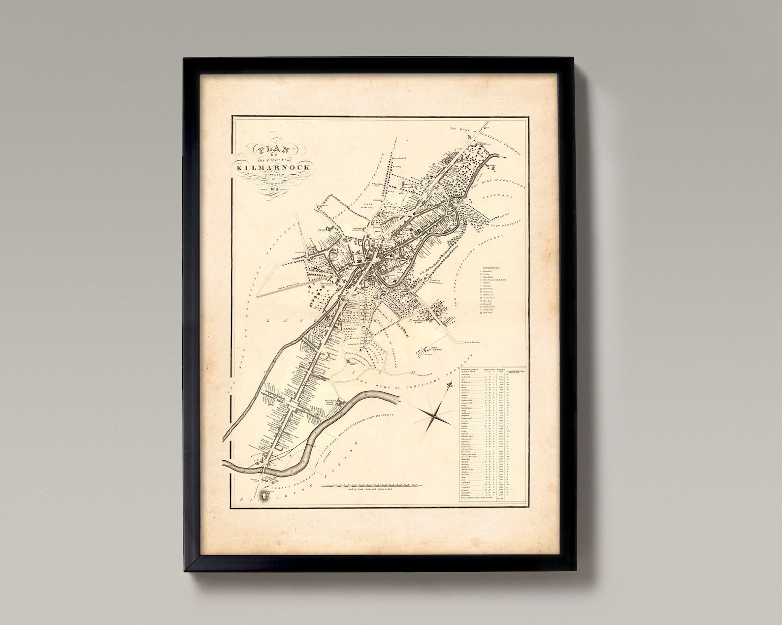 Kilmarnock Old Map | Giclée Fine Art Print | Antique Town Plan, Vintage ...