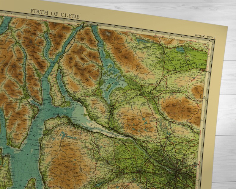 Firth of Clyde Old Map of Glasgow Fintry Dunlop Dunoon - Etsy UK