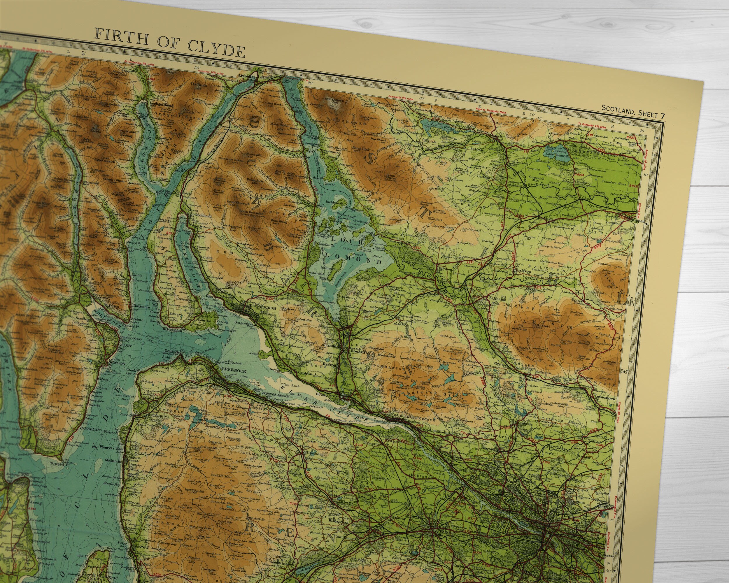 Firth of Clyde Old Map of Glasgow Fintry Dunlop Dunoon - Etsy UK