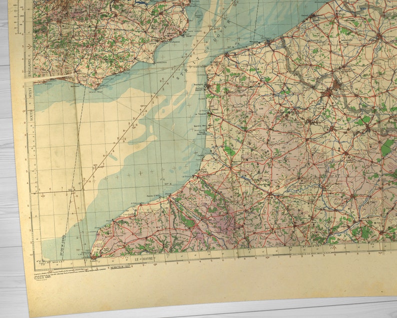 Old Map of English Channel Wwii-era British War Office GSGS - Etsy Israel