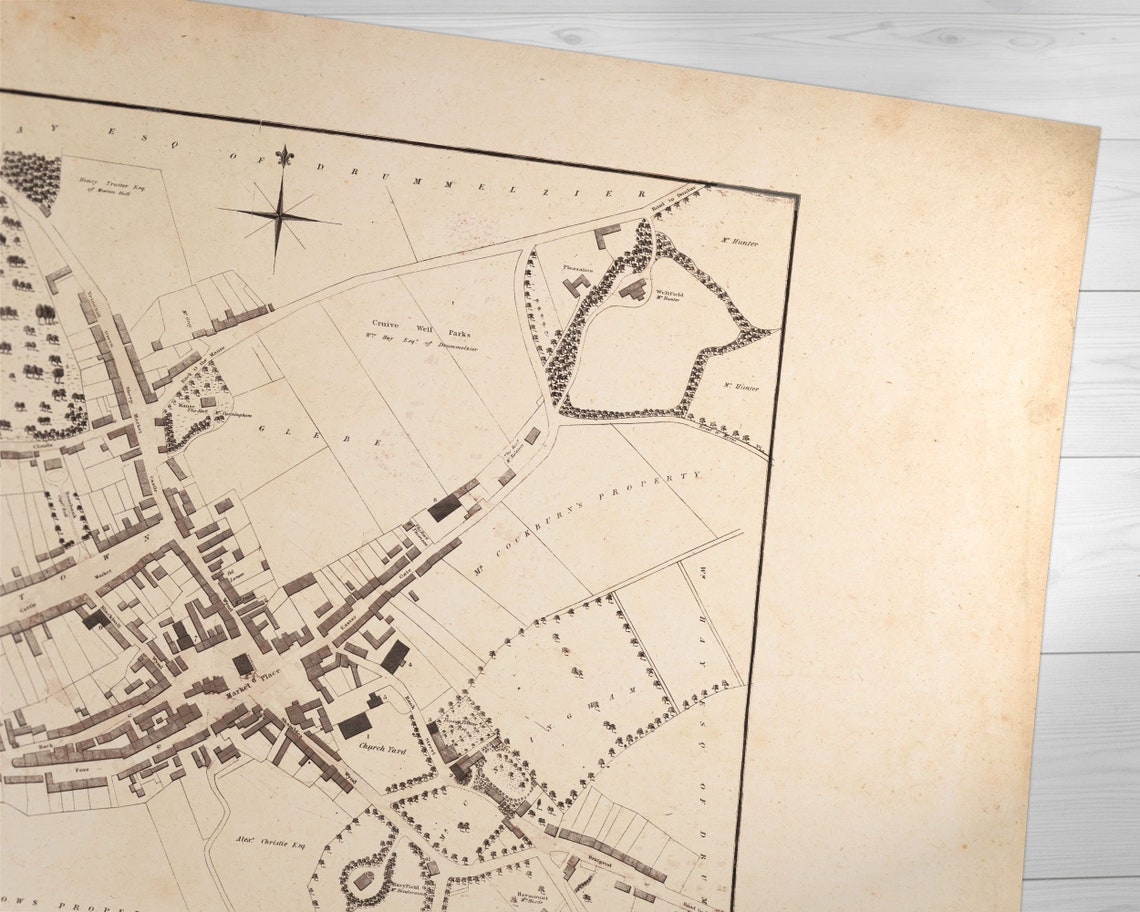 Duns Historical Old Map | Giclée Fine Art Print | Vintage Town Plan ...