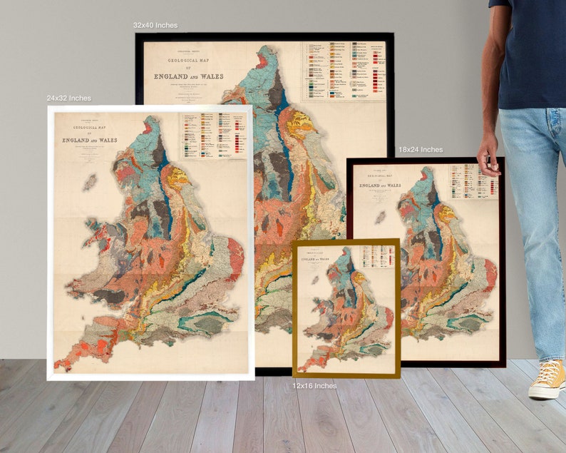 Old Map of England | Vintage Geological Survey of England and Wales ...