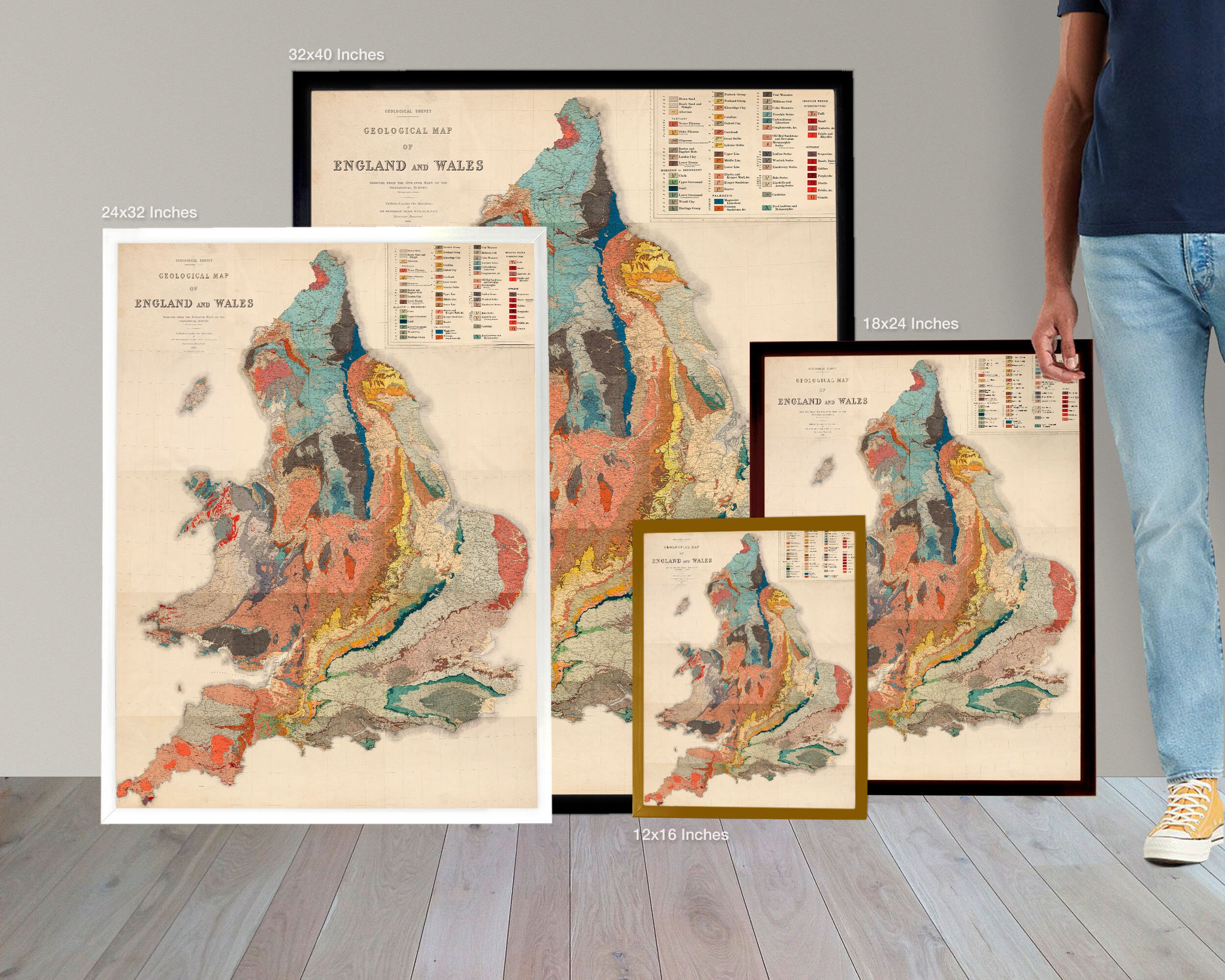 Old Map of England | Vintage Geological Survey of England and Wales ...