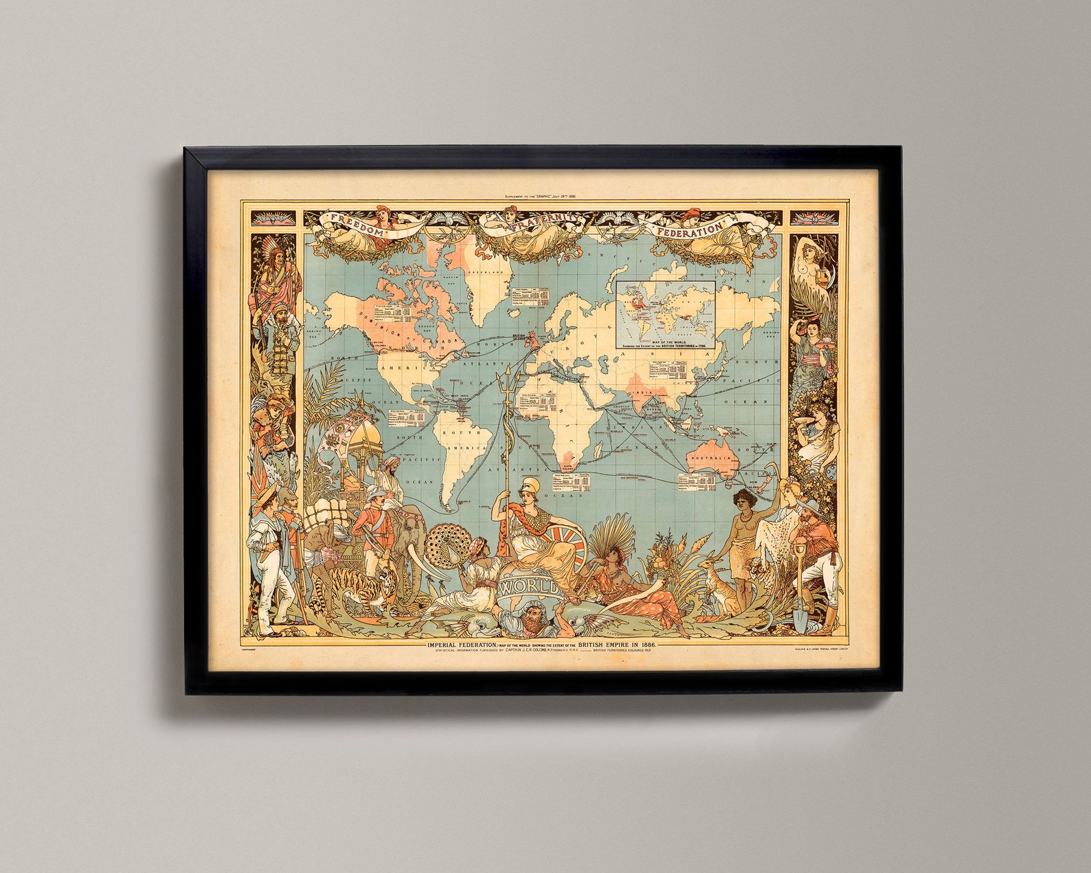 Map of the British Empire - Vintage Map of the World, United Kingdom ...