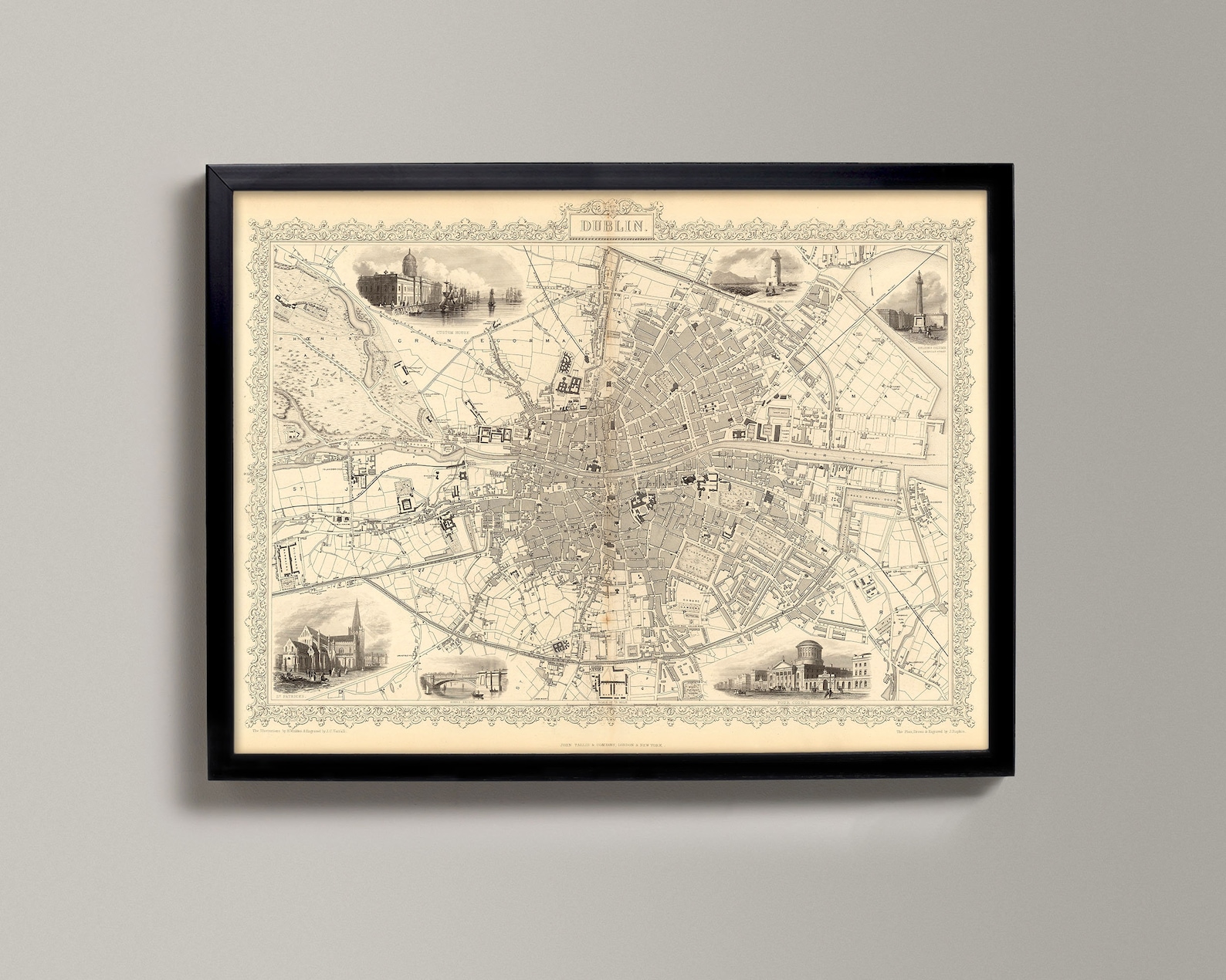 Old Map of Dublin, Historical Map of Dublin, Ireland Fine Art Print of ...