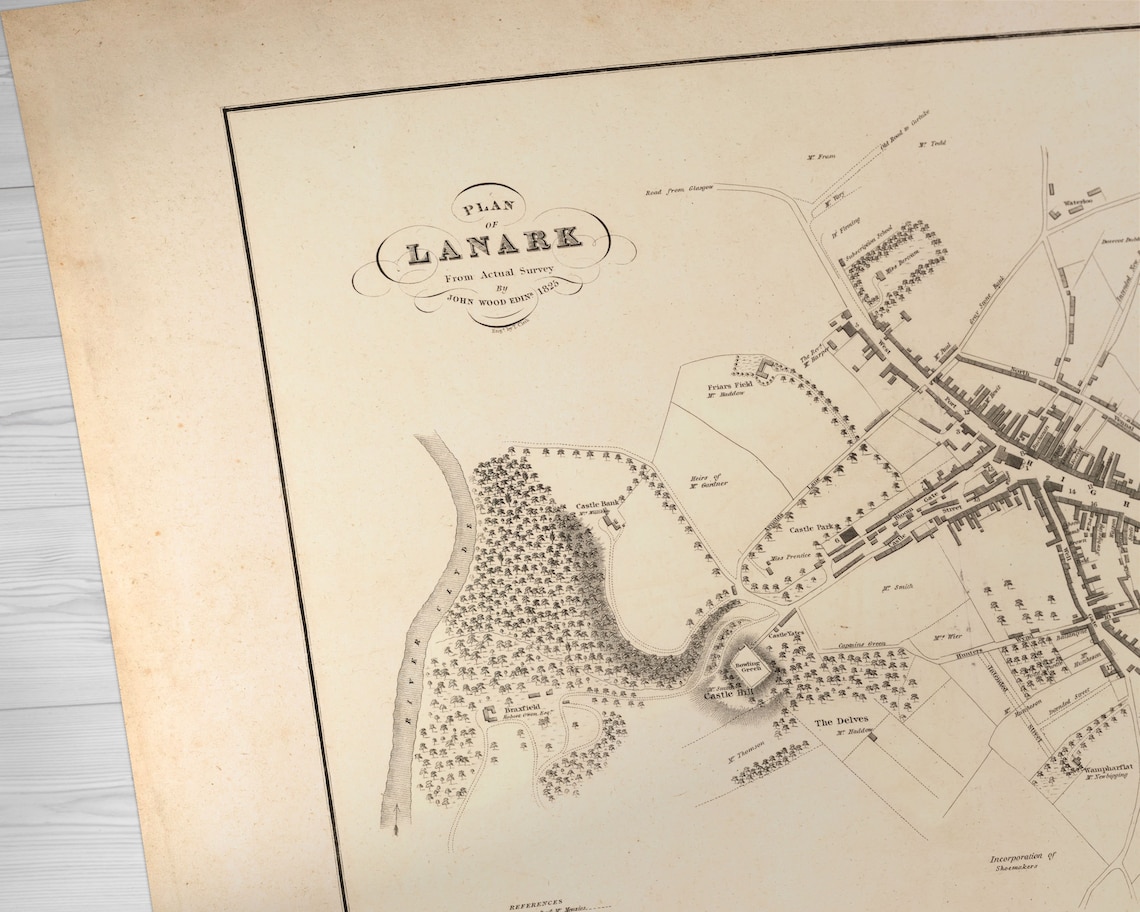 Old Map of Lanark | Old Map Print | Lanark Old Map, Lanark Vintage Map ...