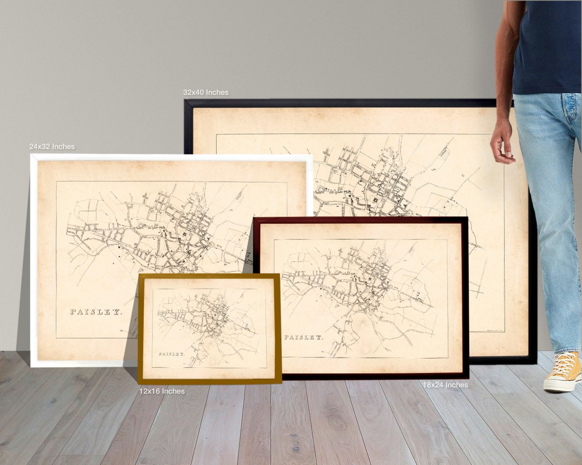 Old Map of Paisley Fine Art Print Vintage Town Survey in - Etsy UK