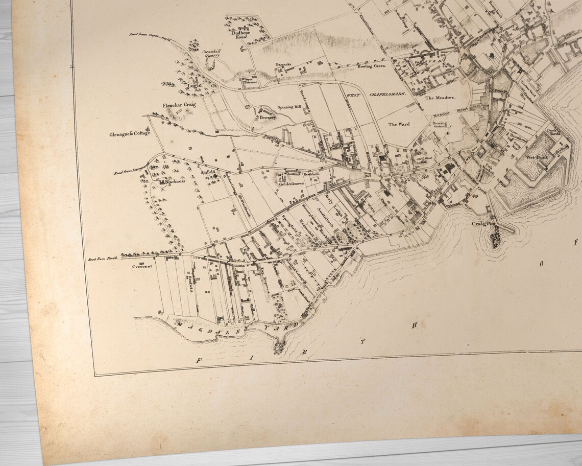 Old Map of Dundee | Old Map Print | Dundee Old Map, Dundee Vintage Map ...