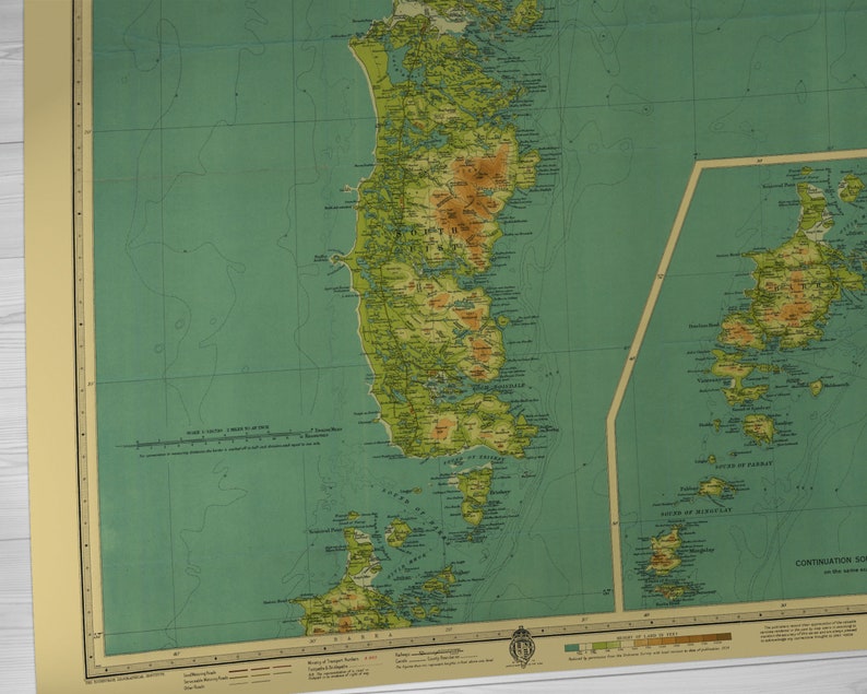 Vintage Map Uists & Barra | Berneray, Mingulay, Sandray, Boisdale, Loch ...
