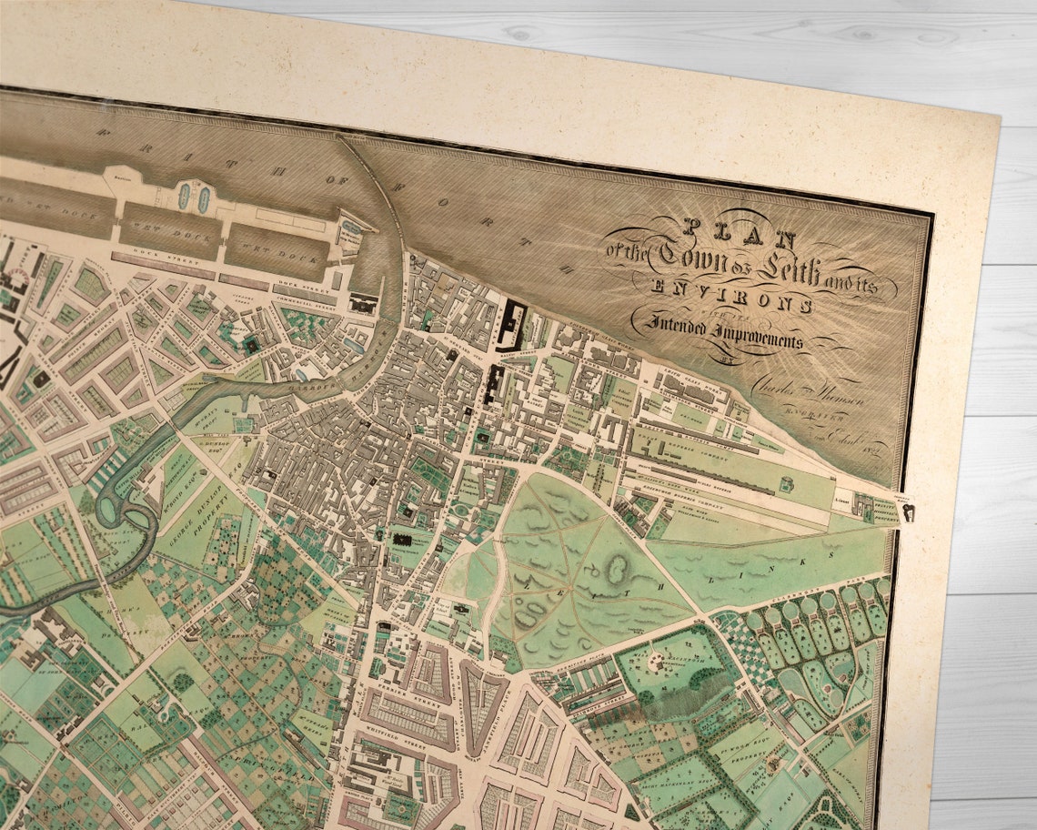 Old Map of Leith Fine Art Print vintage town survey in | Etsy