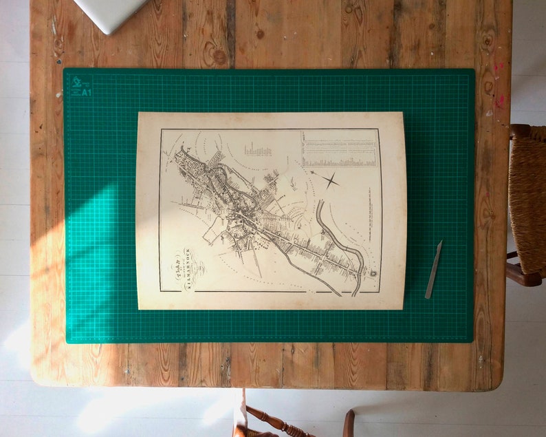 Kilmarnock Old Map | Giclée Fine Art Print | Antique Town Plan, Vintage ...