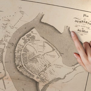 Dumbarton Old Map | Fine Art Print | Ancient, Vintage Town Plan of the ...