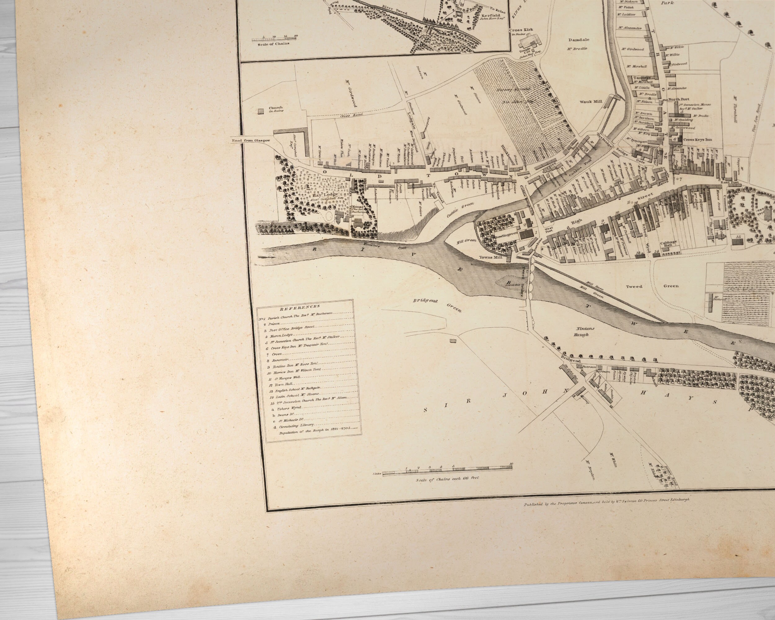 Old Map of Peebles | Old Map Print | Peebles Old Map, Peebles Vintage ...