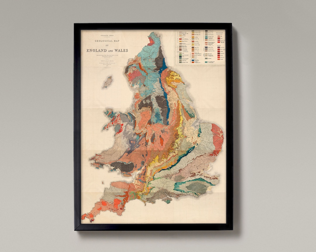 Old Map of England | Vintage Geological Survey of England and Wales ...