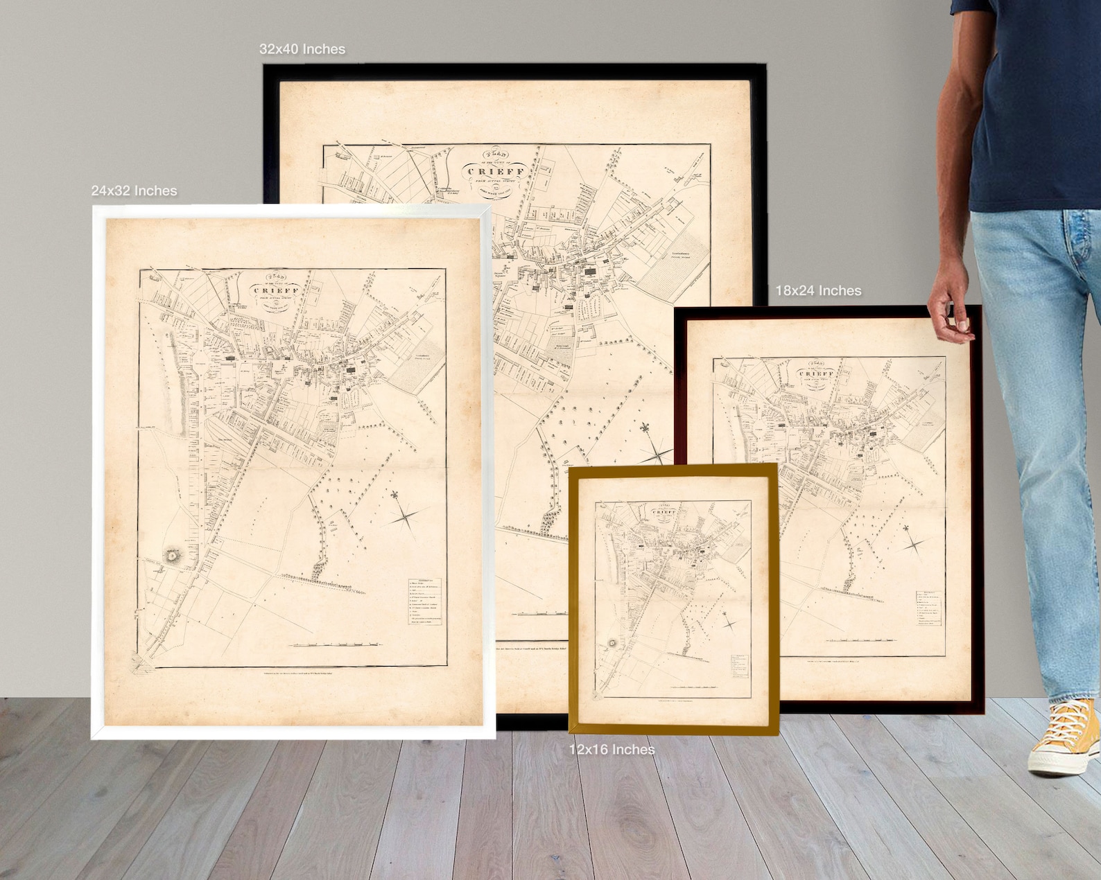 Old Map of Crieff | Old Map Print | Crieff Old Map, Crieff Vintage Map ...