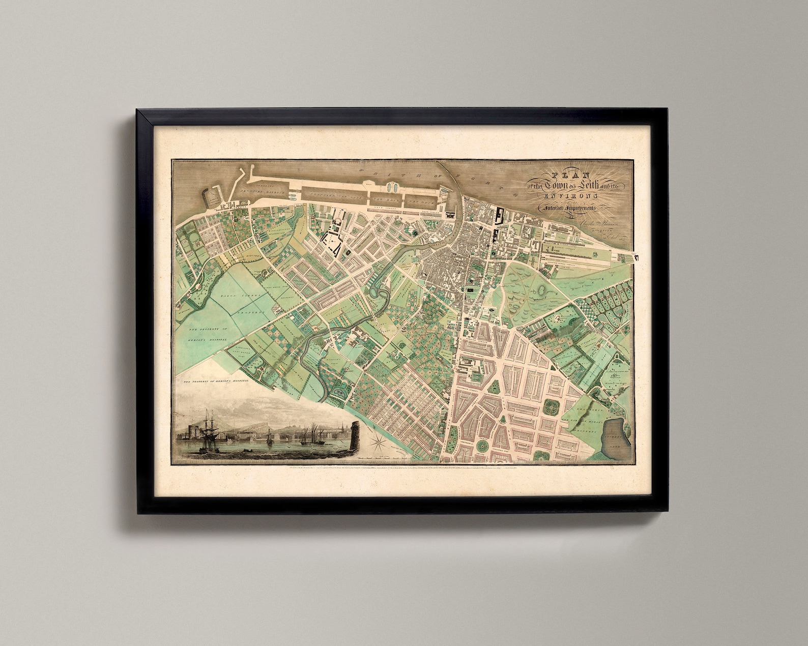 Old Map of Leith | Fine Art Print | Vintage Town Survey in Leith ...