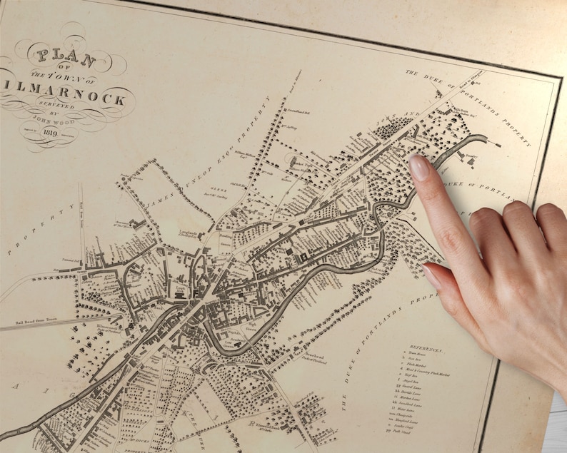 Kilmarnock Old Map | Giclée Fine Art Print | Antique Town Plan, Vintage ...