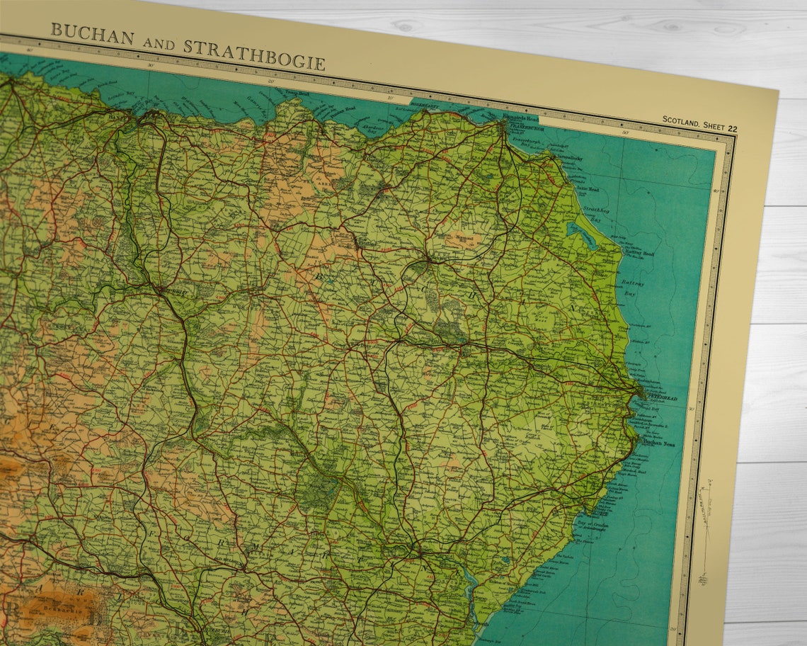 Old Map Shows Aberdeen, Inverurie, Peterhead, Fraserburgh, Keith, Insch ...