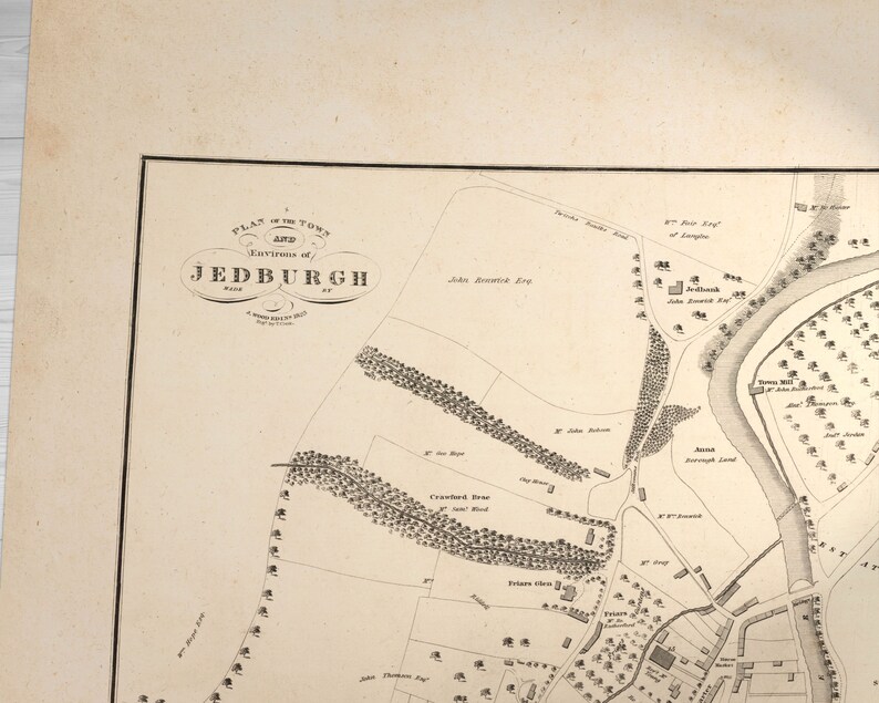 Old Map of Jedburgh Old Map Print Jedburgh Old Map, Jedburgh Vintage ...