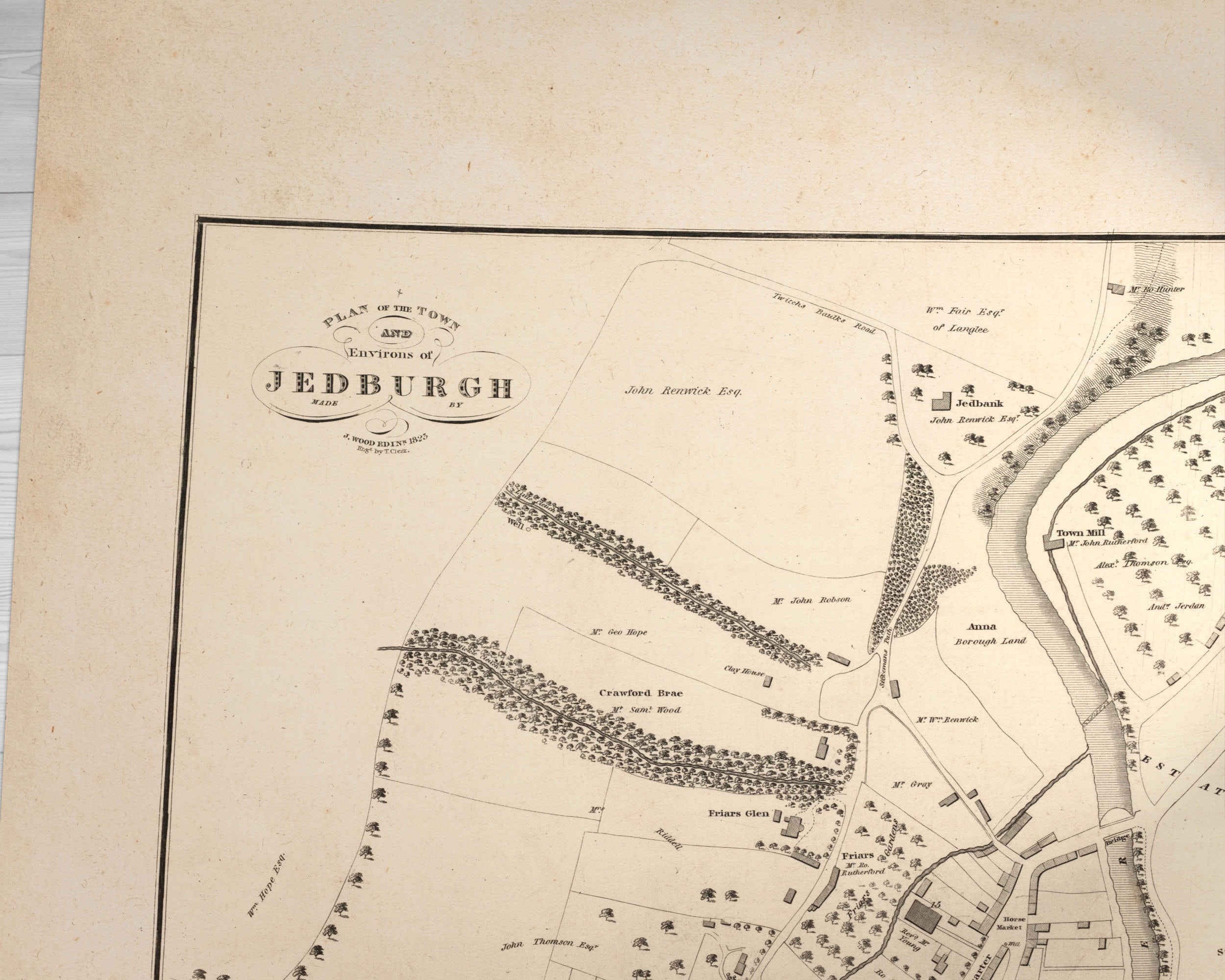 Old Map of Jedburgh Old Map Print Jedburgh Old Map, Jedburgh Vintage ...