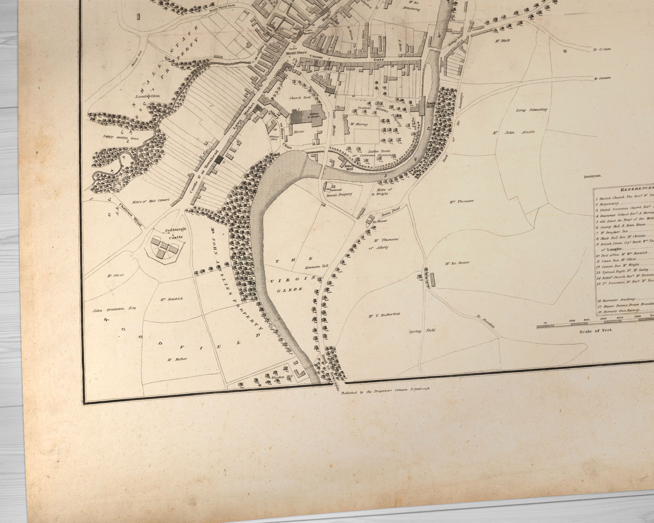 Old Map of Jedburgh Old Map Print Jedburgh Old Map, Jedburgh Vintage ...