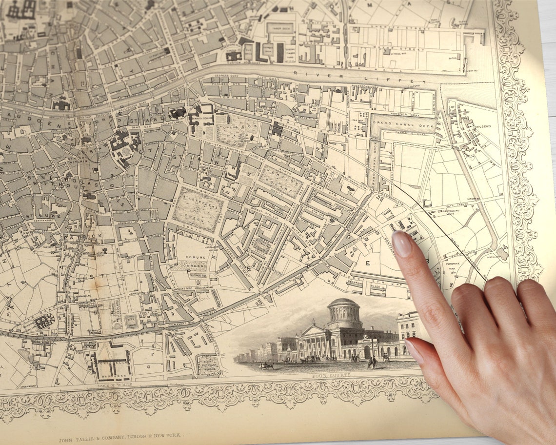 Old Map of Dublin Historical Map of Dublin Ireland Fine - Etsy UK