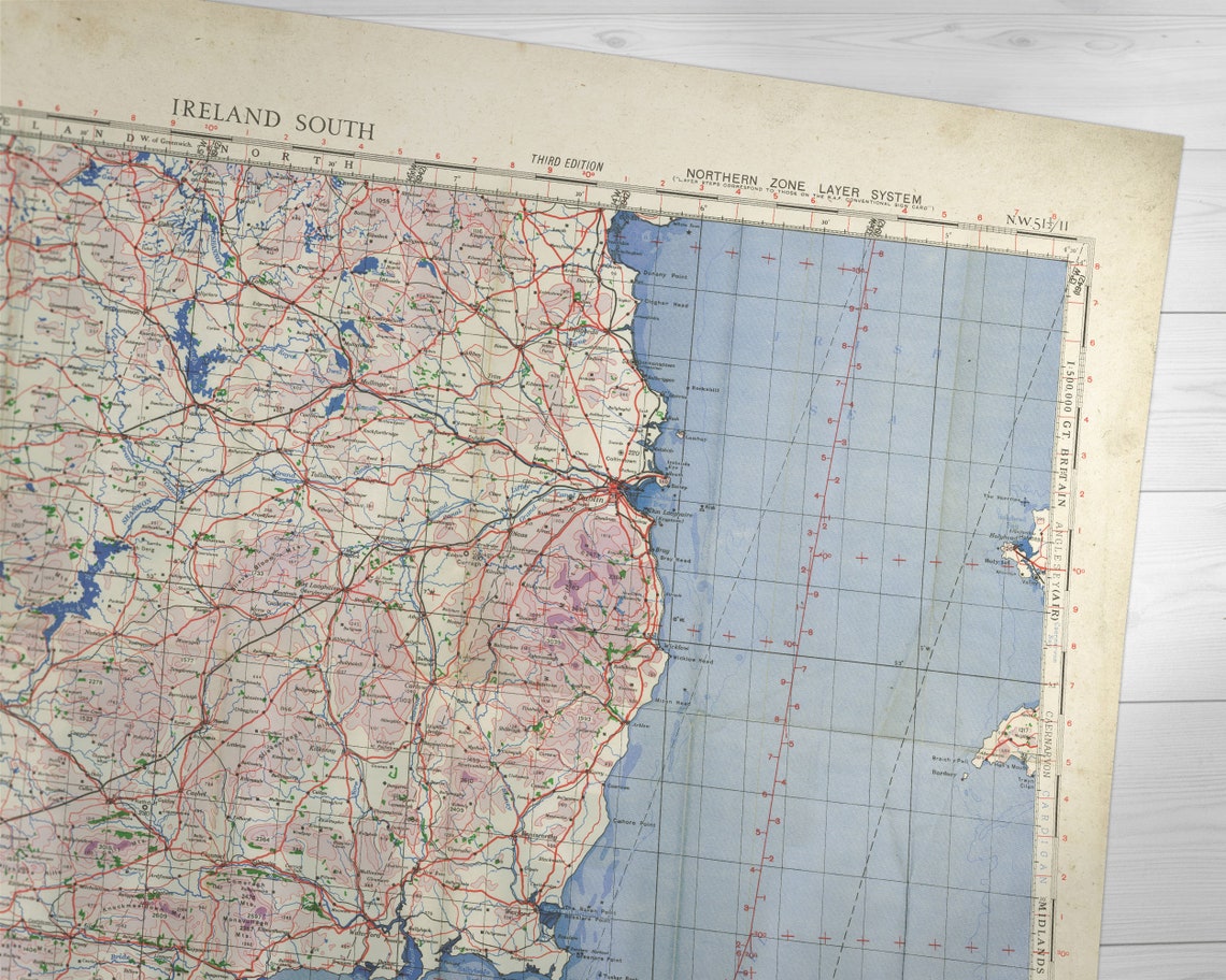 Old Map of Ireland Wwii-era Map of UK British War Office - Etsy UK